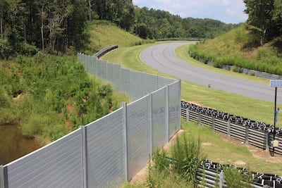 Reflective sound wall system installed around Atlanta raceway